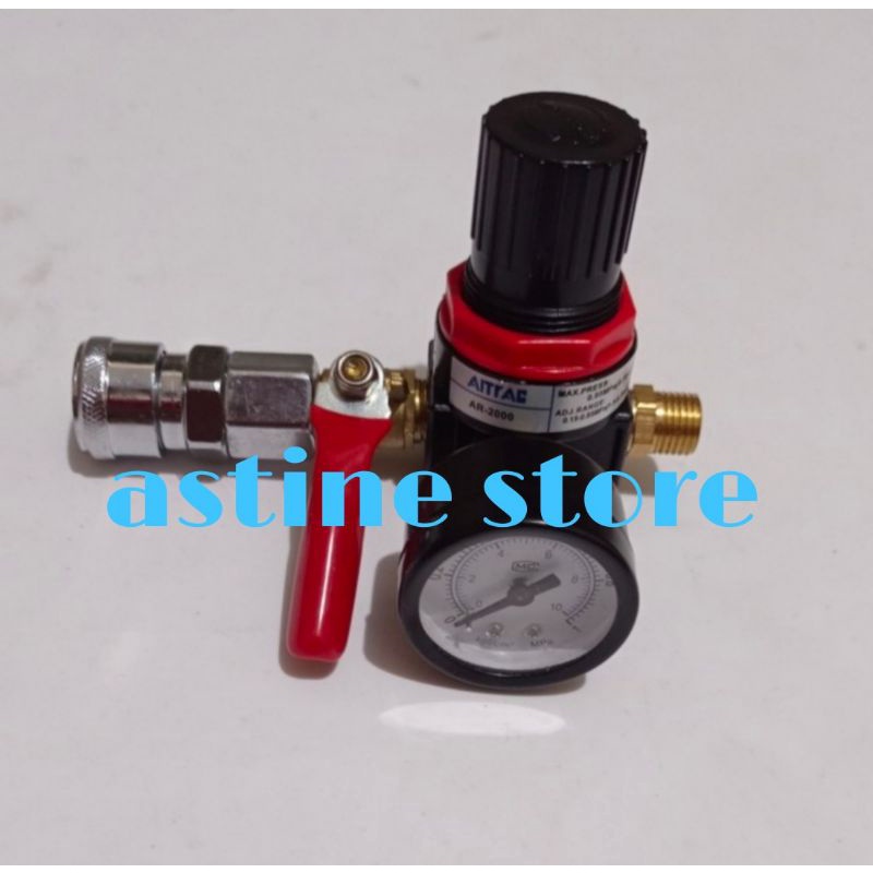 Jual Paket Set Regulator Pengatur Tekanan Angin Kompresor+Kran&Coupler ...