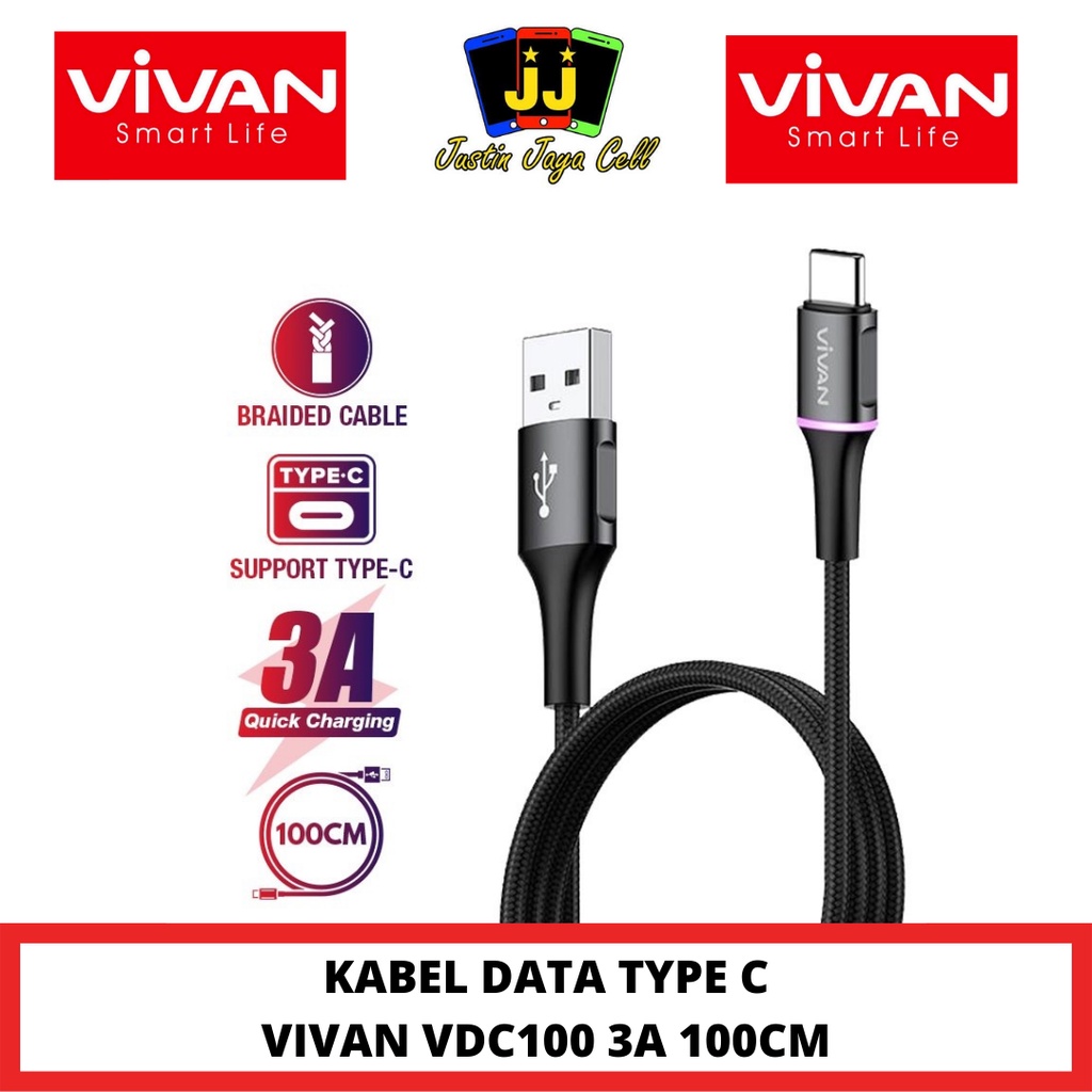 Jual KABEL DATA TYPE C VIVAN VDC100 & VDC200 3A FAST CHARGING 100 CM ...