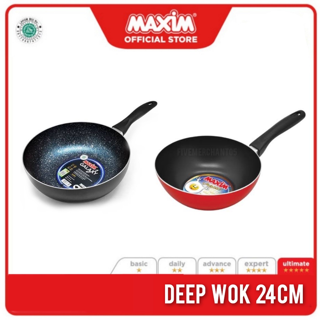 Jual Deep Wok Maxim Galaxy 24cm Valentino 24cm Wajan DEEP WOK Penggorengan Teflon Cekung Maxim ...