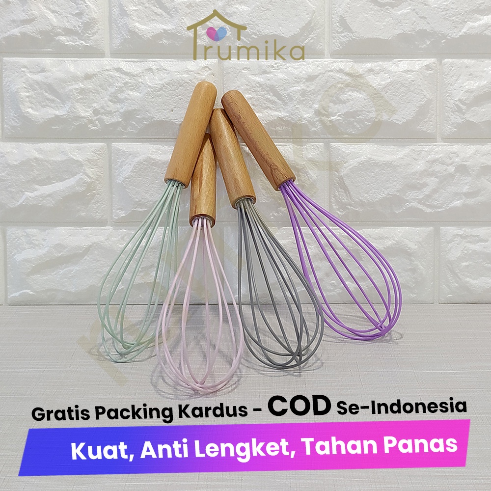 Jual Kocokan Telur Silikon / Silicone Gagang Kayu | Shopee Indonesia