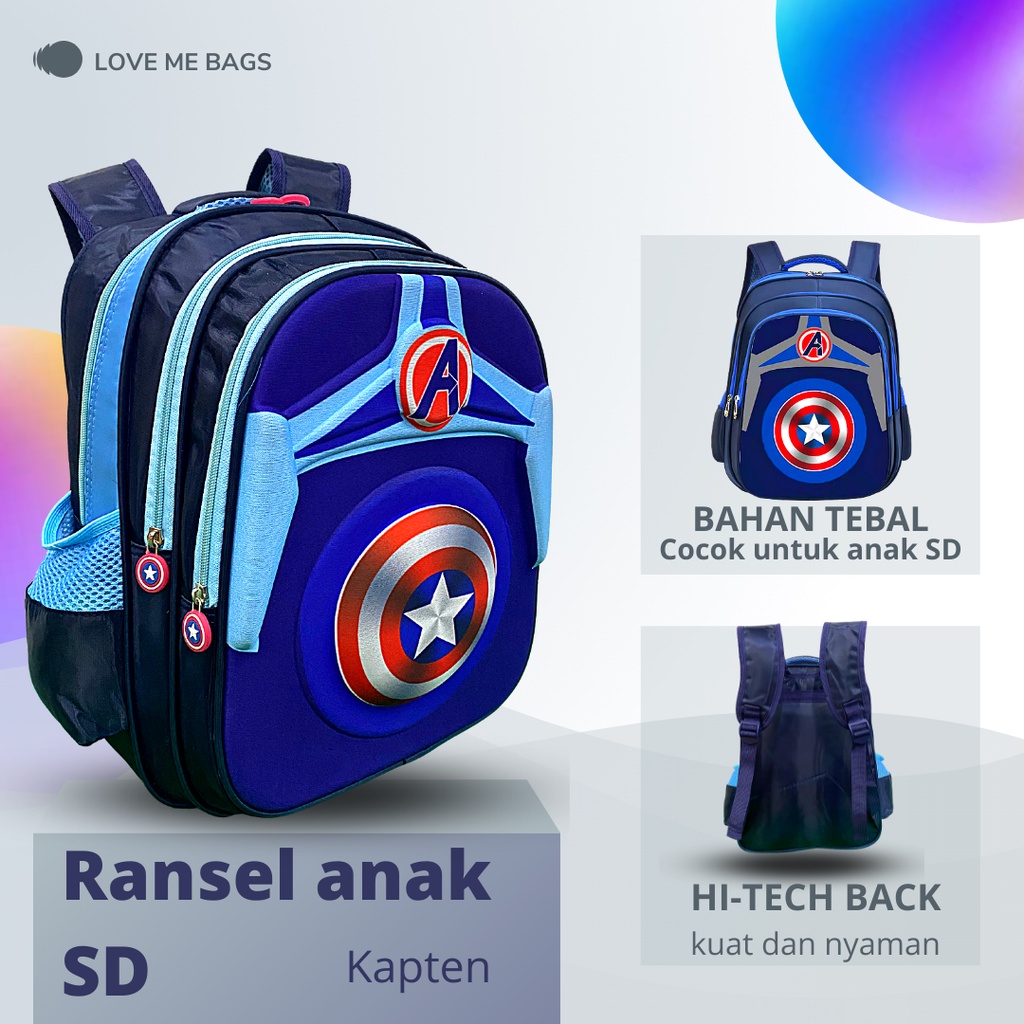Jual LMB Tas Sekolah Anak Laki Laki SD Gambar Timbul 6D Karakter Superhero Ukuran Besar Bahan ...
