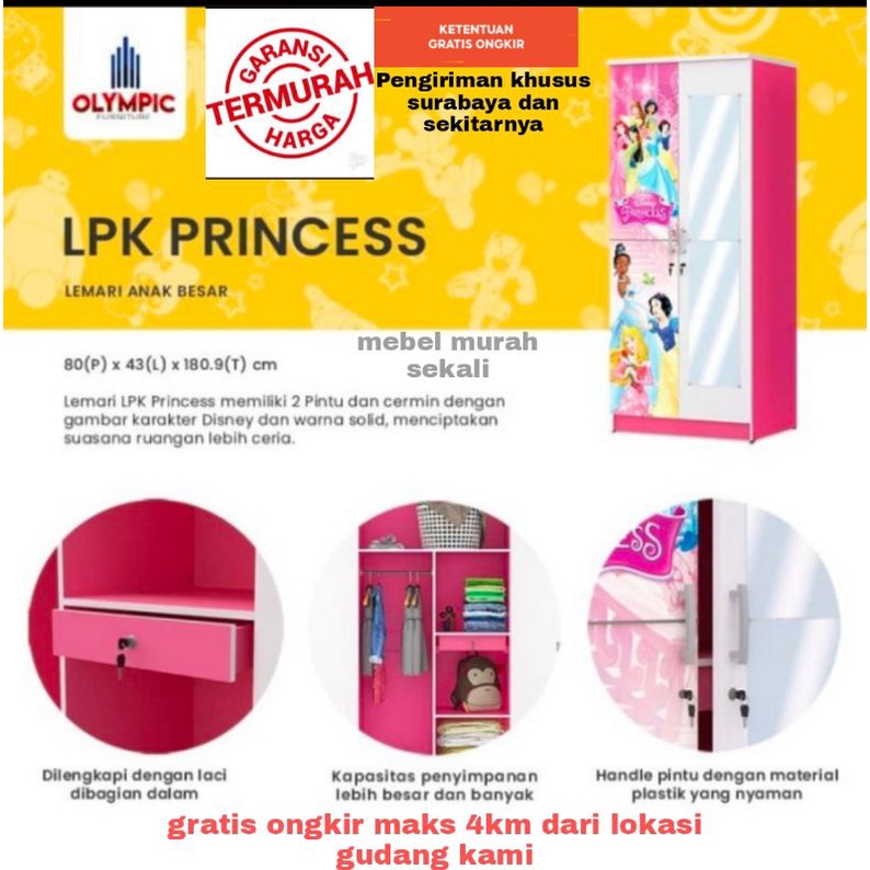 Jual (PROMO) Lemari Pakaian Olympic 2 Pintu (Princess & Little Pony ...
