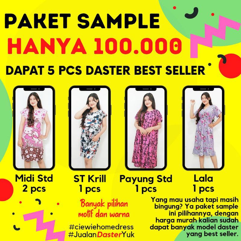 Jual PAKET USAHA SAMPLE DASTER MURAH 5PCS MOTIF RANDOM MULAI SIZE ...