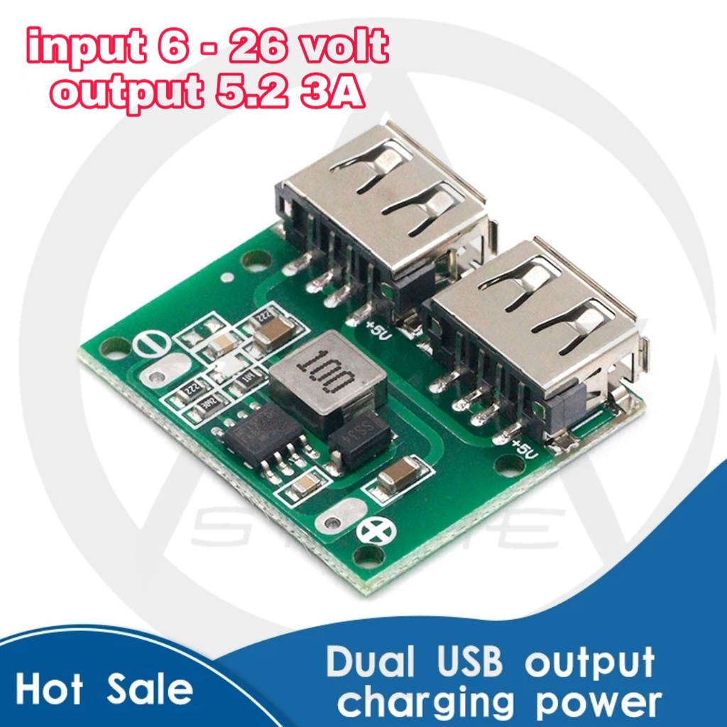 Jual Modul charger dual USB step down 5.2V 3A | Shopee Indonesia