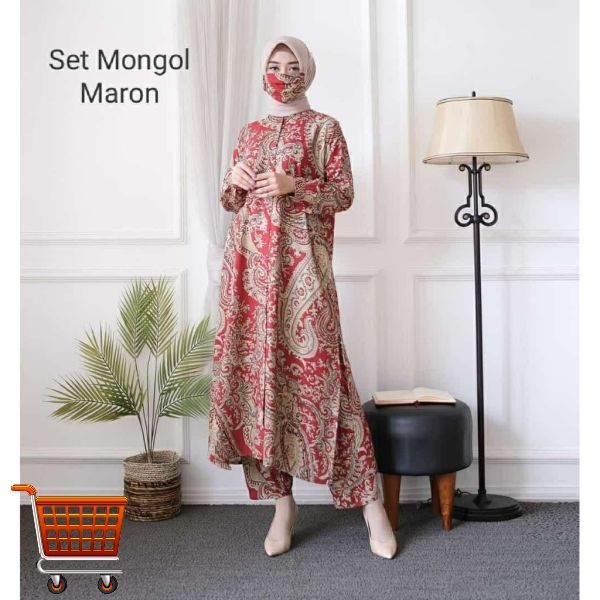 Jual Setelan Big Size Mongol Plus Masker Setelan Batik Muslim Jumbo ...