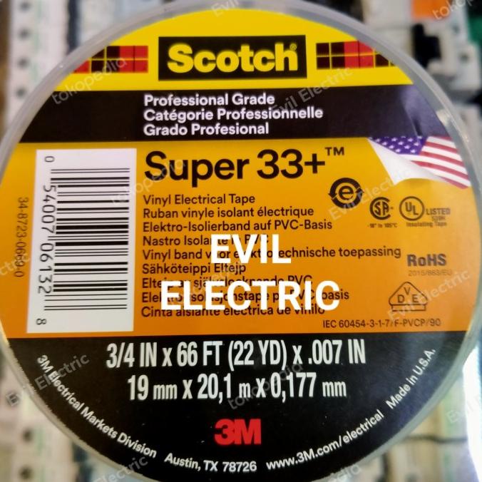 Jual 3M Scotch Super 33+ Super Vinyl Electrical Tape Isolasi Listrik 3M ...