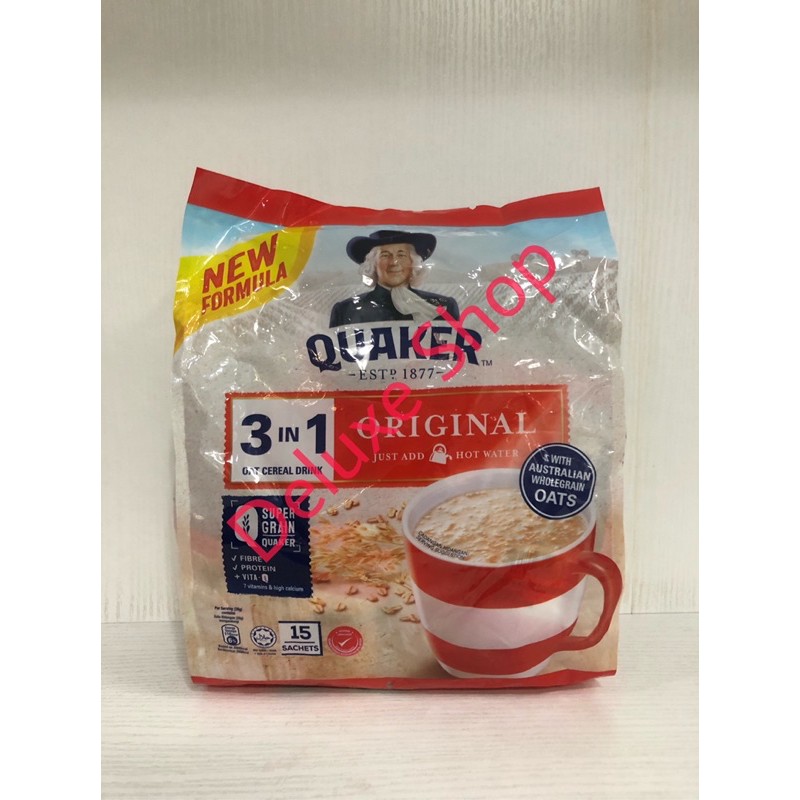 Jual Quaker 3 in 1 Instant Oat Cereal Drink - Original 420GR (15 x 28g ...