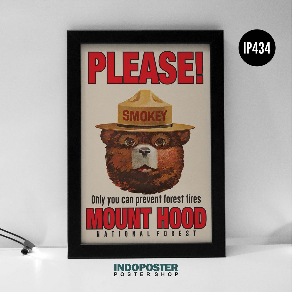 Jual Poster Vintage Retro Please Smokey Bear Mount Hood A2 60X40cm ...