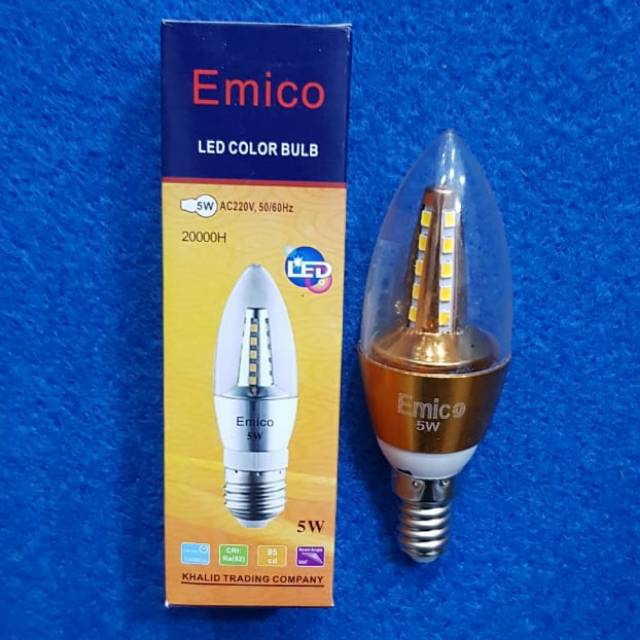 Jual Lampu LED candle E14 emico 5 Watt 5w kuning / Lampu jantung E14 emico 5 watt kuning ...