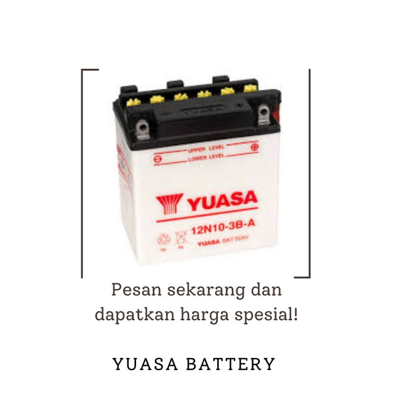 Jual Aki Motor Aki Yuasa Basah Aki Motor Basah Aki 12Volt 10 Ampere 12N10-3B Vespa (PX-150 Excel ...
