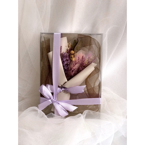 Jual Flower Mica Tile/dry flowers bucket on mica/buket dalam mika ...