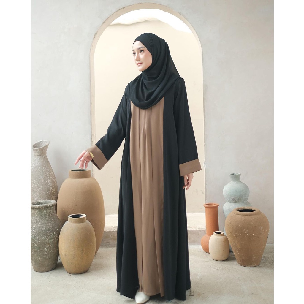 Jual Baju Gamis Abaya Turkey GEALOUS Hitam Polos Kombinasi Mewah ...