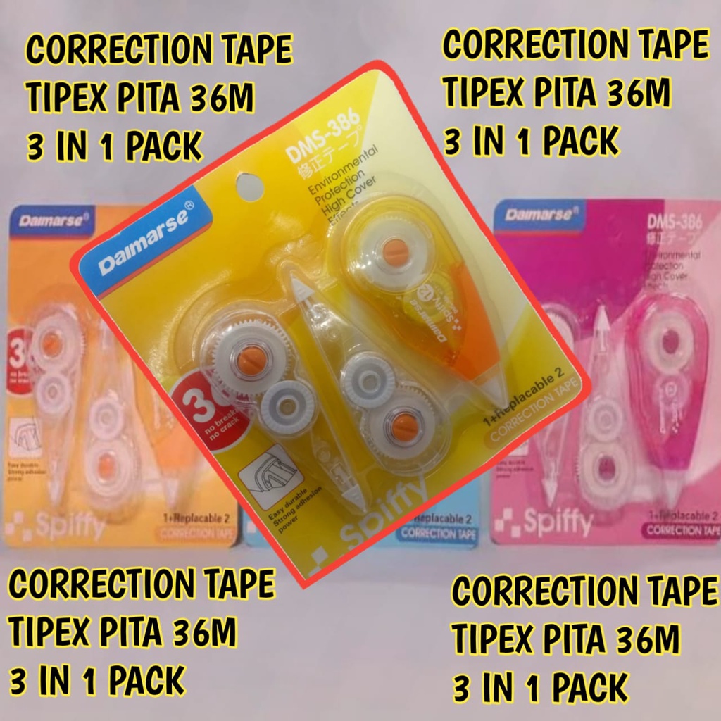 Jual DAIMARSE TIPE EX PITA 12M 3 IN 1 DMS-386 CORRECTION TAPE (1 SET ...