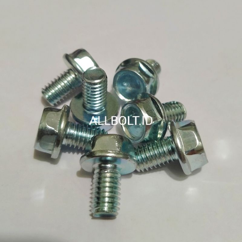 Jual Baut topi 10/ flange bolt 6x10mm (5biji) | Shopee Indonesia
