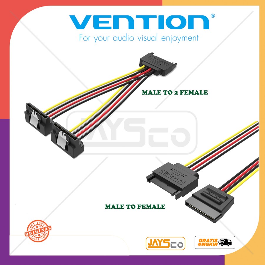 Jual Vention Kabel Power SATA Extension HDD 15-Pin SATA 3.0 III Hard ...