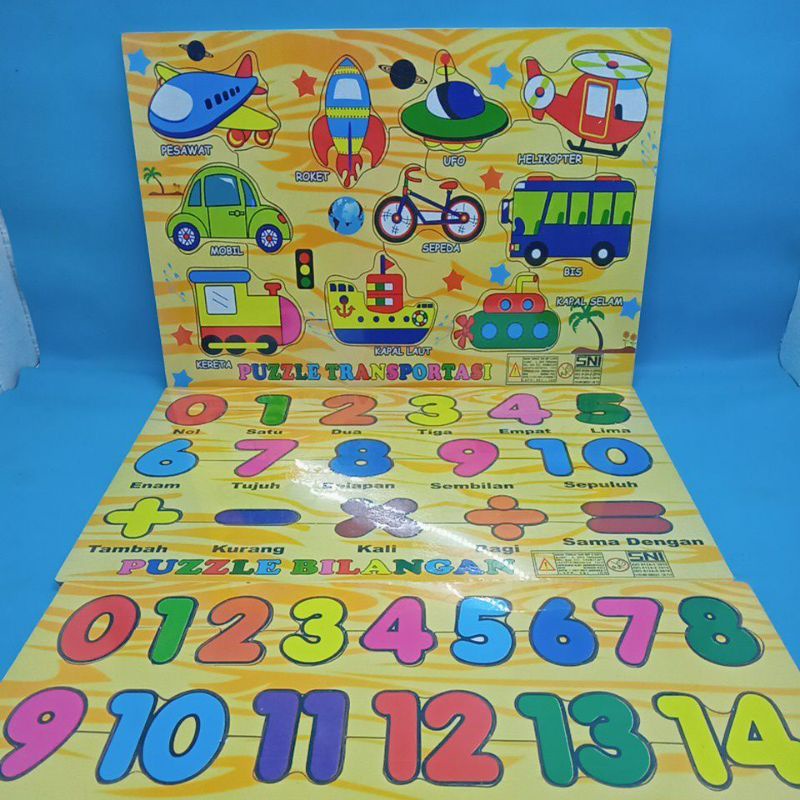 Jual (Part 1) Puzzle Kayu SNI Alphabet Huruf Angka Hijaiyah Binatang ...