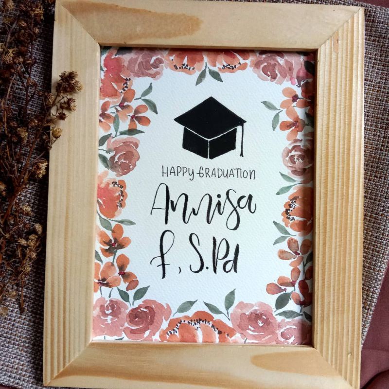 Jual Kado Lukisan Lettering Cat Air (Wisuda, ulang taun, pernikahan ...