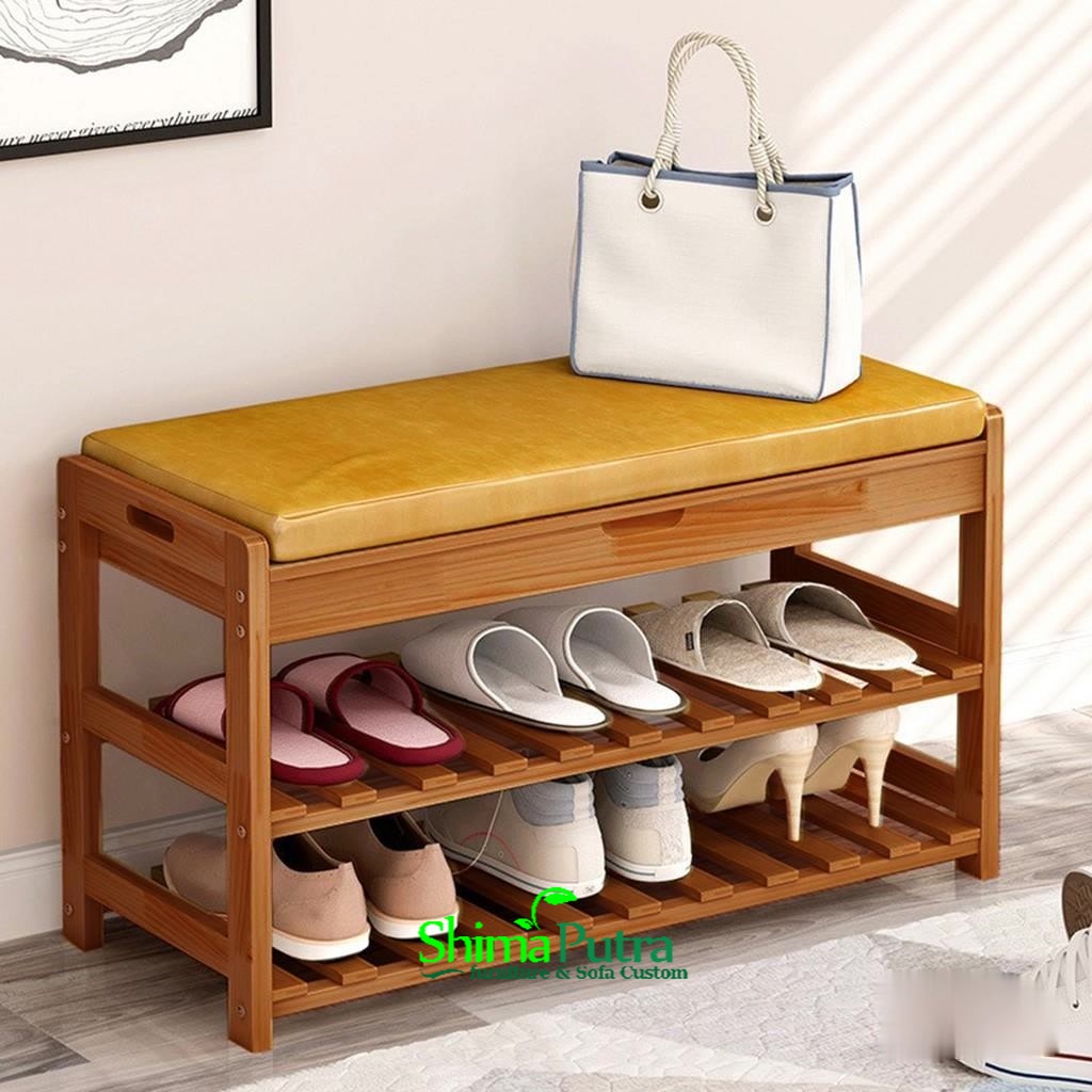 Jual Dui Bench Rak Sepatu Minimalis Modern Kayu Mahoni Solid | Shopee ...