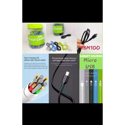 Jual Kabel Data Robot Micro USB RBM 100S (Ecer) | Shopee Indonesia