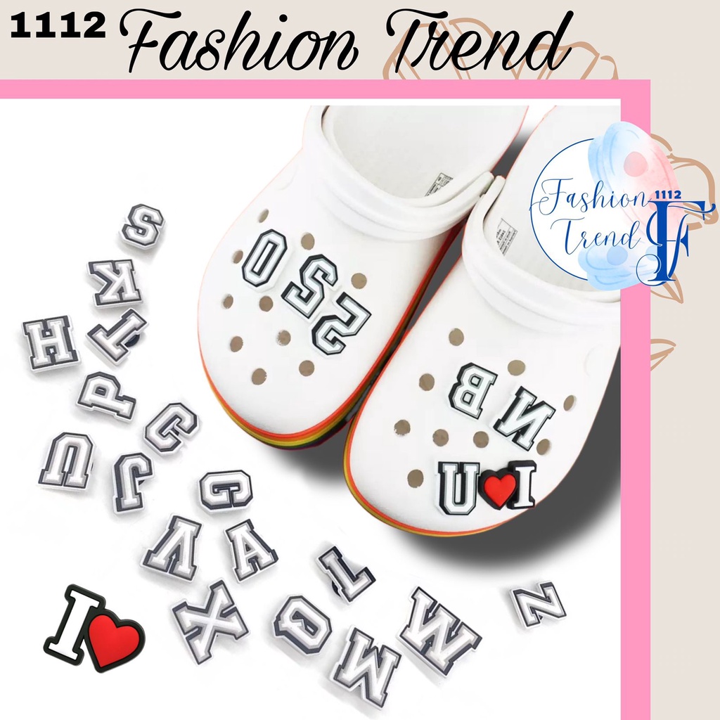 Jual Fashion trend 1112 crocs jibbitz designer huruf alfabet - charms ...
