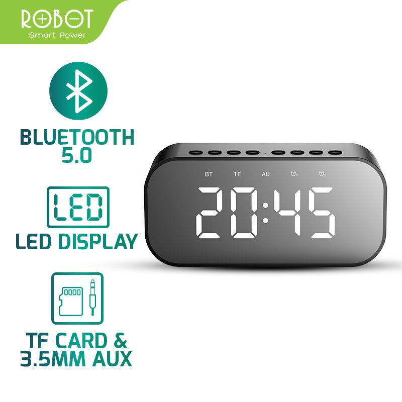 Jual SPEAKER ROBOT RB550 ALARM CLOCK BLUETOOTH 5.0 WITH LED SPEAKER JAM ...