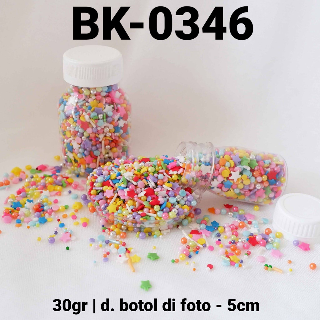 Jual BK-0346 Sprinkles sprinkle springkel 30gr mutiara bintang rainbow ...