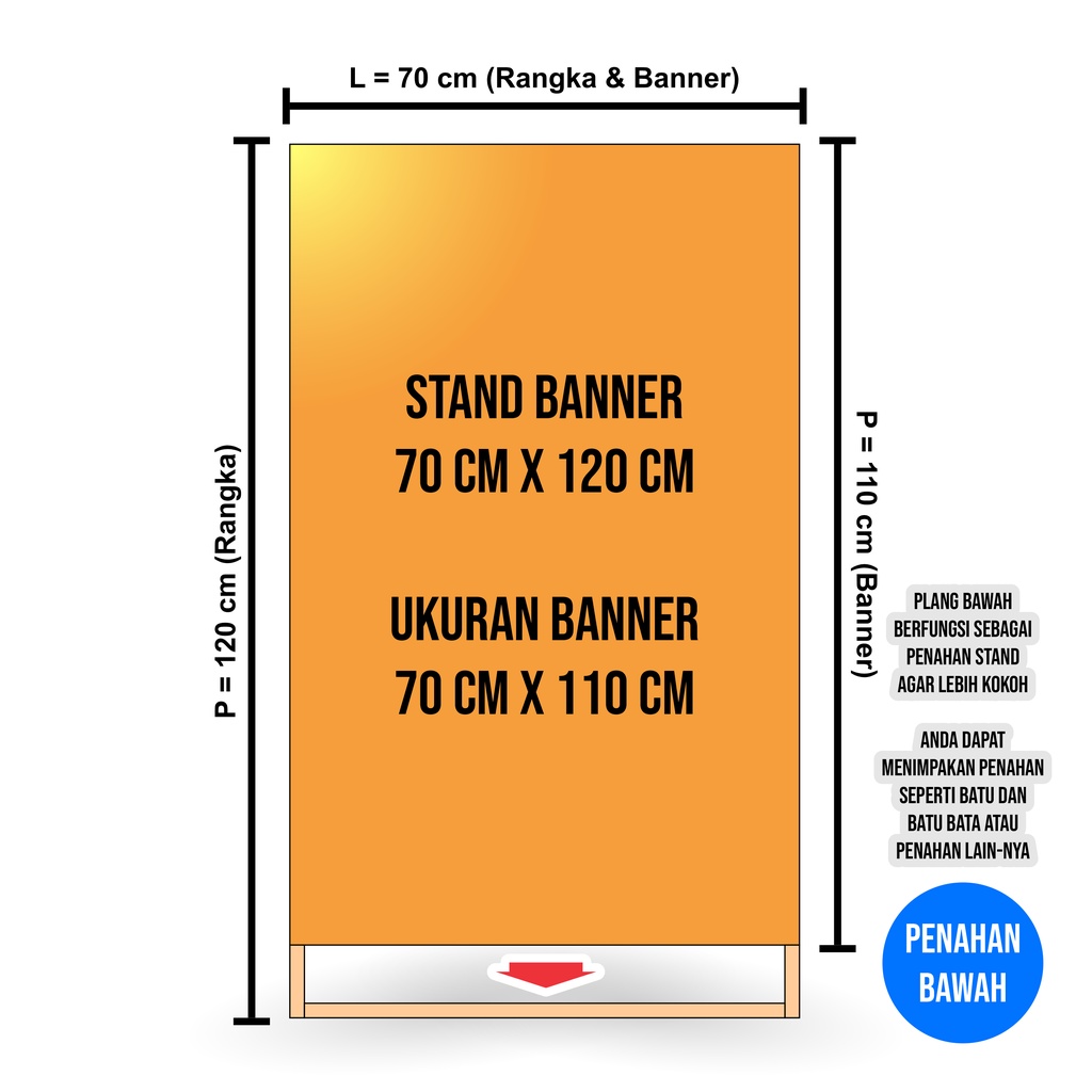 Jual Standing Banner Kayu Segitiga [Rangka + Banner Terpasang] 2 sisi ...