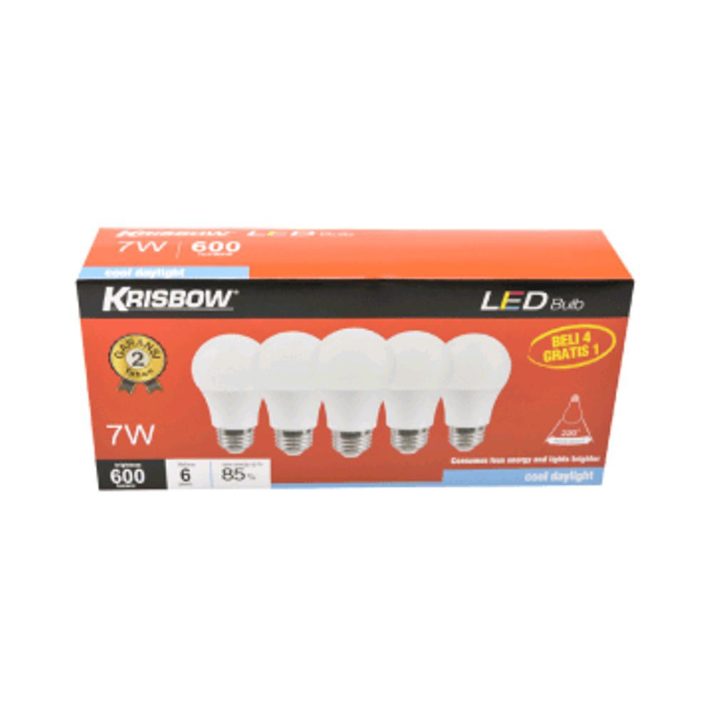 Jual Krisbow Bohlam Lampu Led 7 Watt Set 5 Pcs - Beli 4 Gratis 1 Merdeka Hardware | Shopee Indonesia