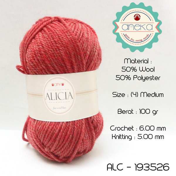 Jual ANEKA - Benang Rajut Wool Alicia Yarn - 193526 | Shopee Indonesia
