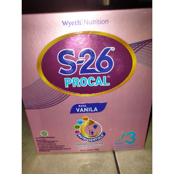 Jual SUSU PERTUMBUHAN ANAK S26 PROCAL 3 RASA VANILA 700 gram | Shopee ...