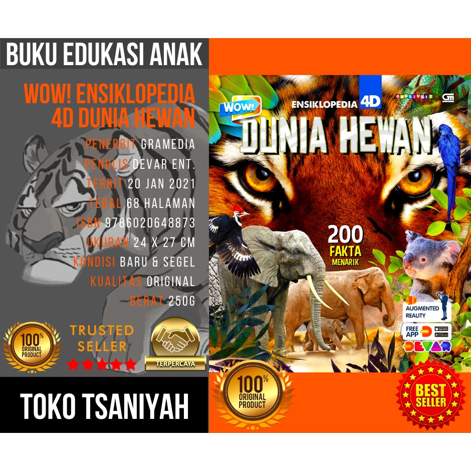 Jual Buku Cerita Anak Bergambar Wow Ensiklopedia 4D Dunia Hewan Devar ...