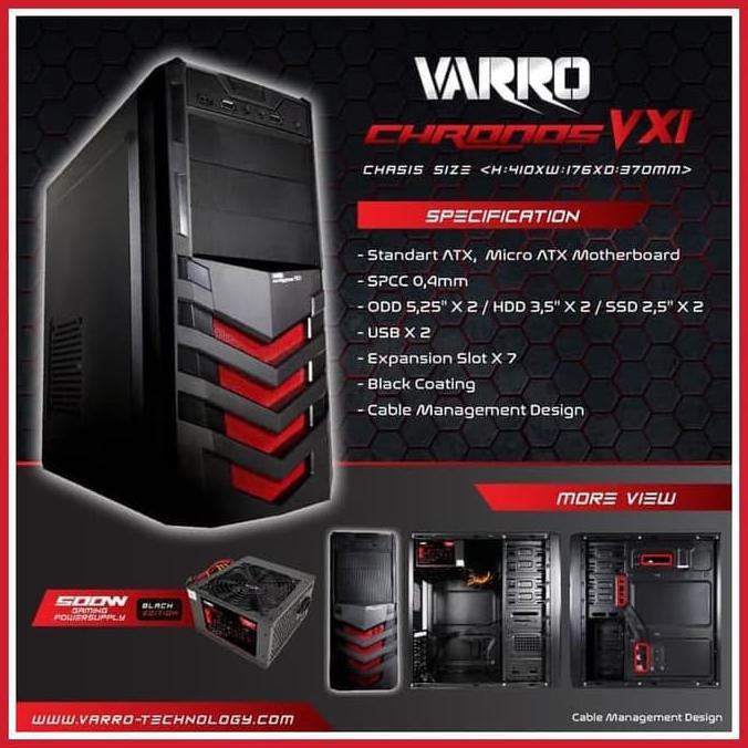Jual Casing Komputer Varro Chronos VX1/VX2 include PSU 500 watt ...