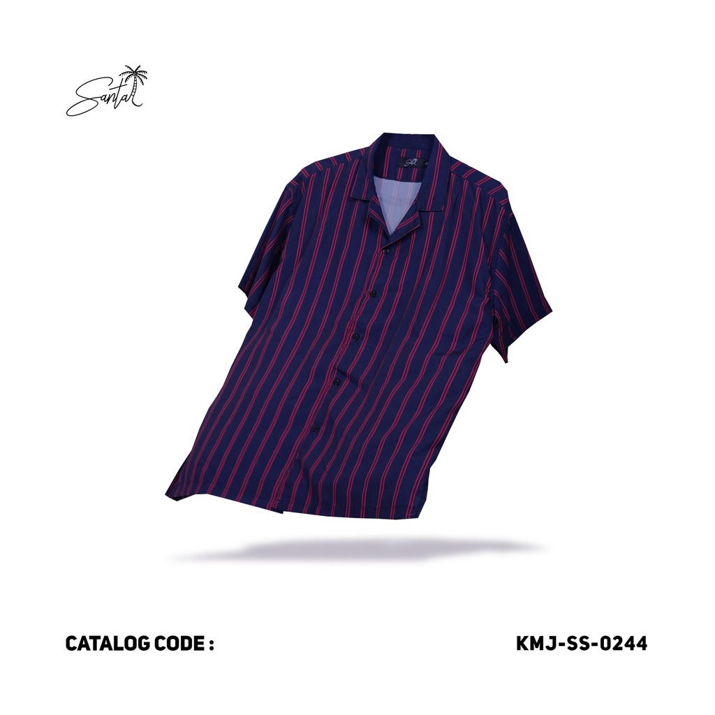Jual Santai Kemeja Pantai Stripe Full Print Pendek Pria Wanita ( KMJ-SS ...
