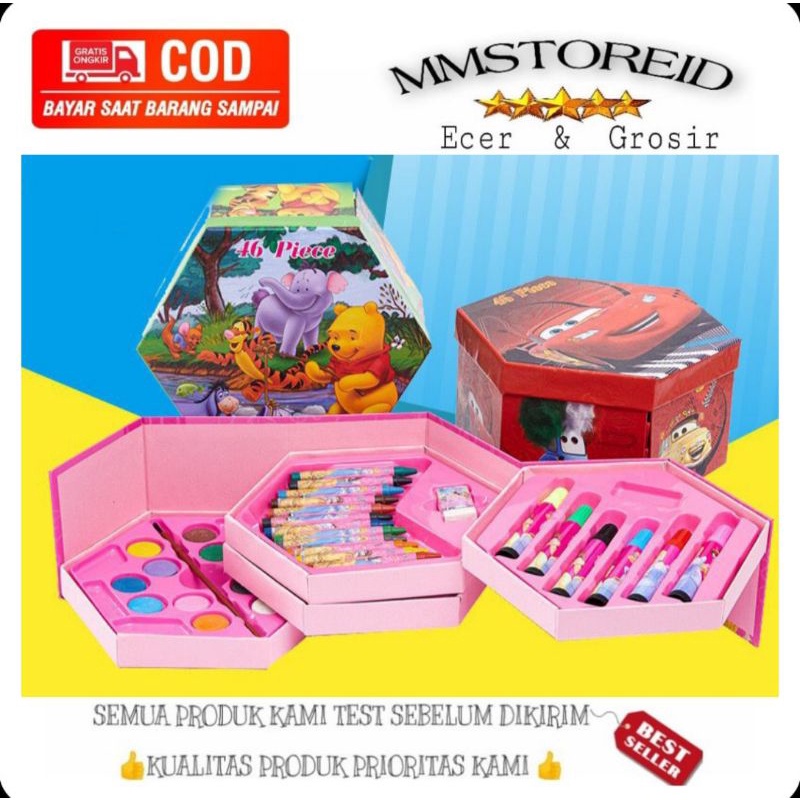 Jual MM - Crayon set 46 art set crayon pensil warna crayon warna ...