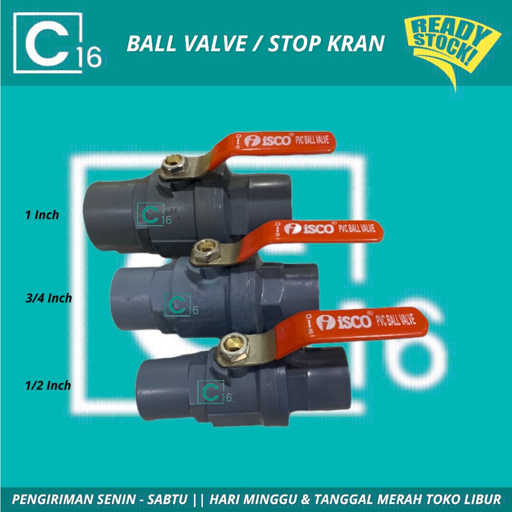 Jual Ball Valve PVC Gagang Besi 1/2 Inci 3/4 inci 1 inci / Stop Kran Pipa Ballvalve / Stop Keran ...