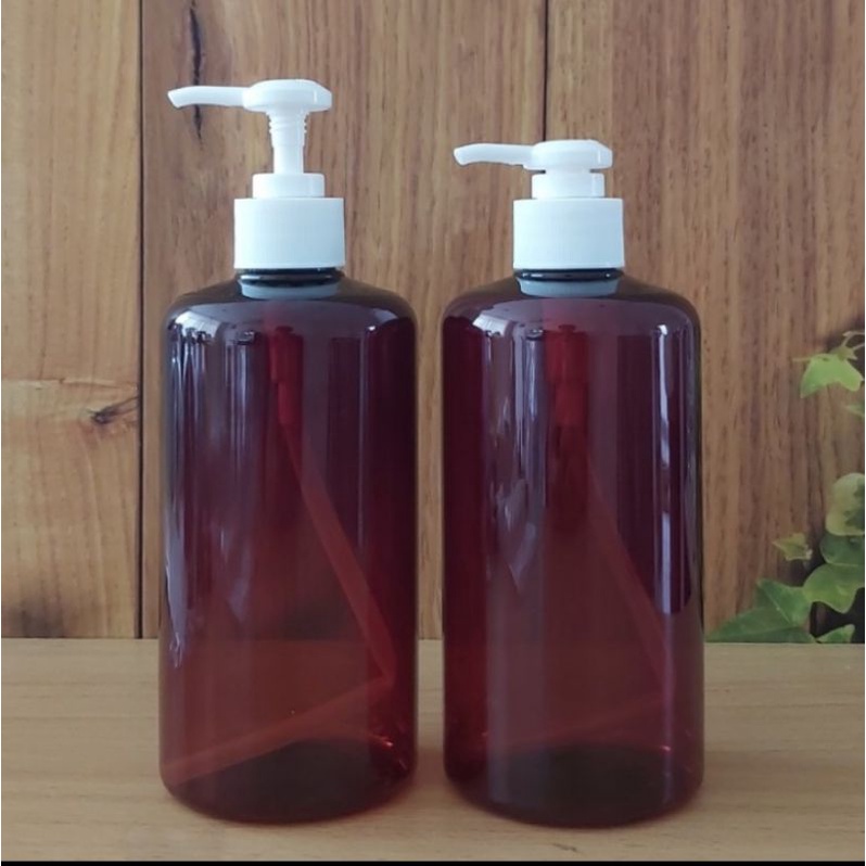 Jual BOTOL PET AMBER 500ML TUTUP PUMP PUTIH BULAT | Shopee Indonesia