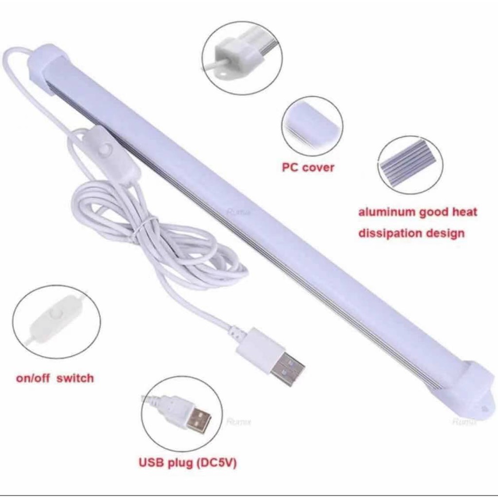 Jual Lampu Neon Panjang /Strip Tabung LED USB Belajar Kerja Rumah Dapur ...