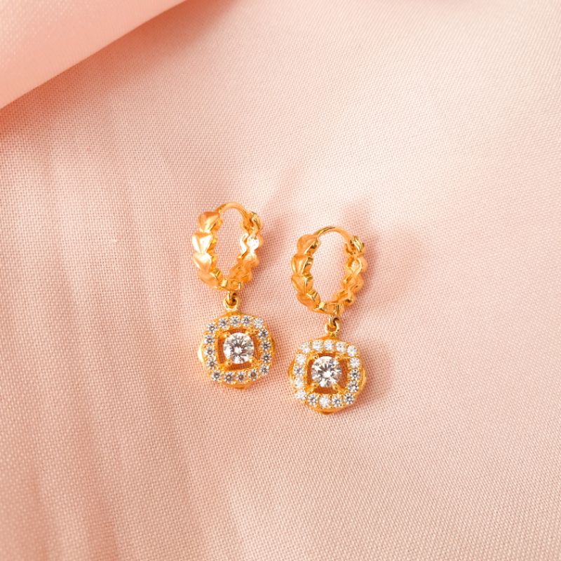 Jual Anting klip / jepit gantung square pmt full emas asli kadar 375 ...