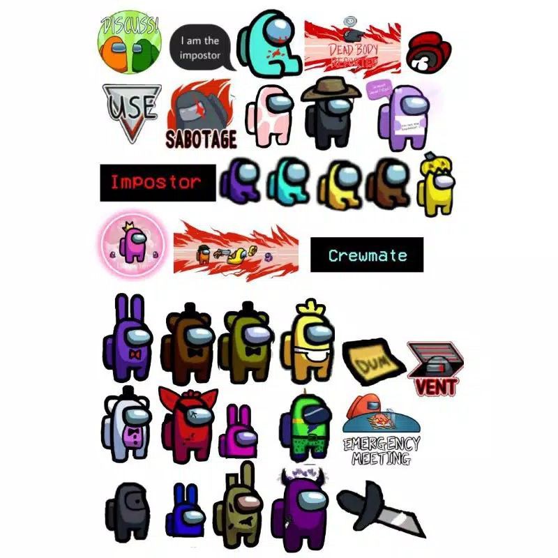 Jual STICKER AMONG US ISI 100 PCS(CUTTING) | Shopee Indonesia