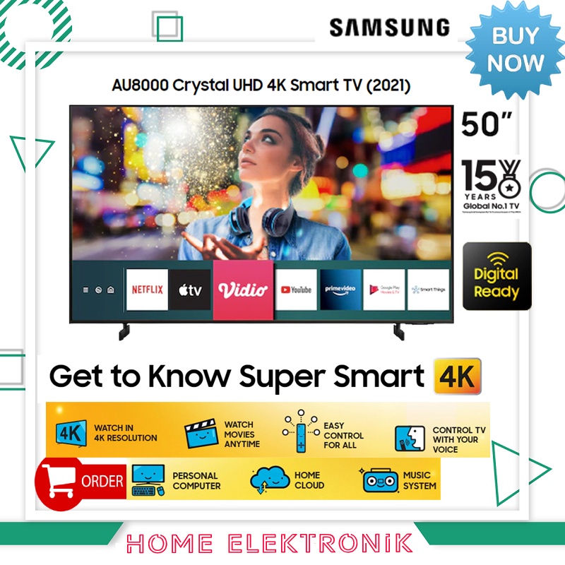 Jual TV LED SAMSUNG AU8000 Crystal UHD 4K Smart TV (2021) 50'' | Shopee ...