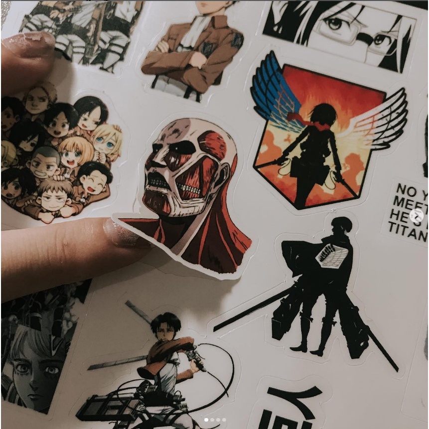 Jual Attack on Titan sticker pack 24 pcs (AOT, Levi, Eren, Mikasa ...
