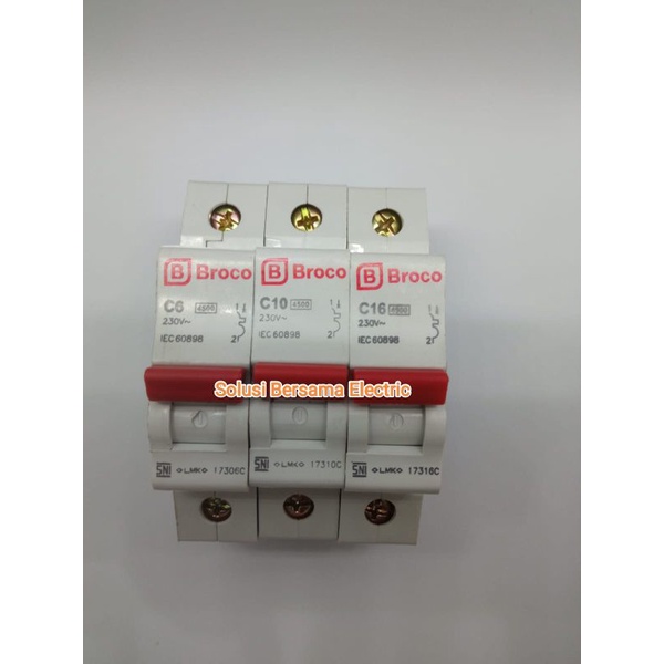 Jual MCB BROCO 1 PHASE 6A/10A/16A 17306C/17310C/17316C SNI | Shopee ...