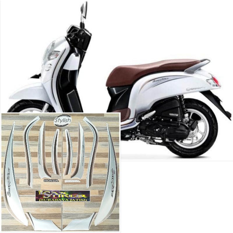 Jual striping original Honda Scoopy stylish putih white tahun 2017 2018 ...