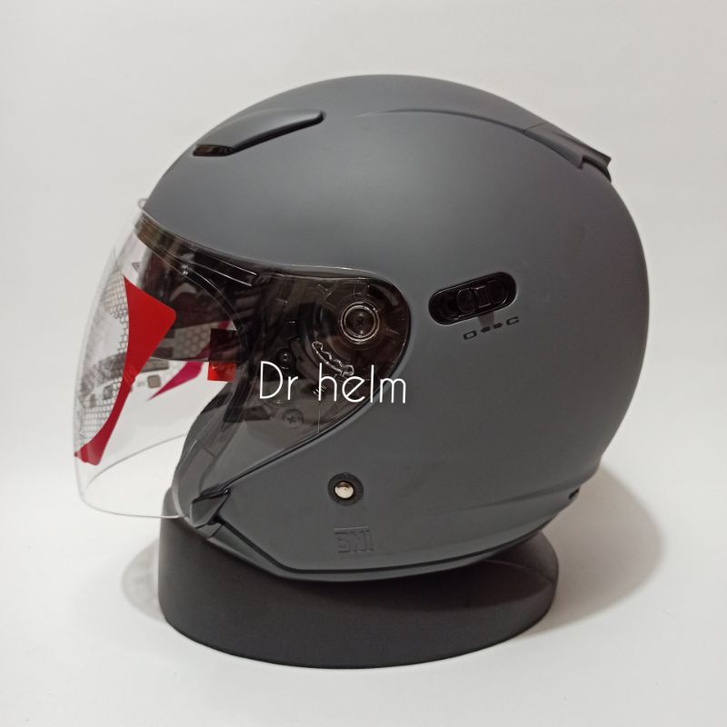 Jual HELM KYT DJ MAXI SOLID MATT GORILA GREY/ABU DOF DOUBLE VISOR Half ...