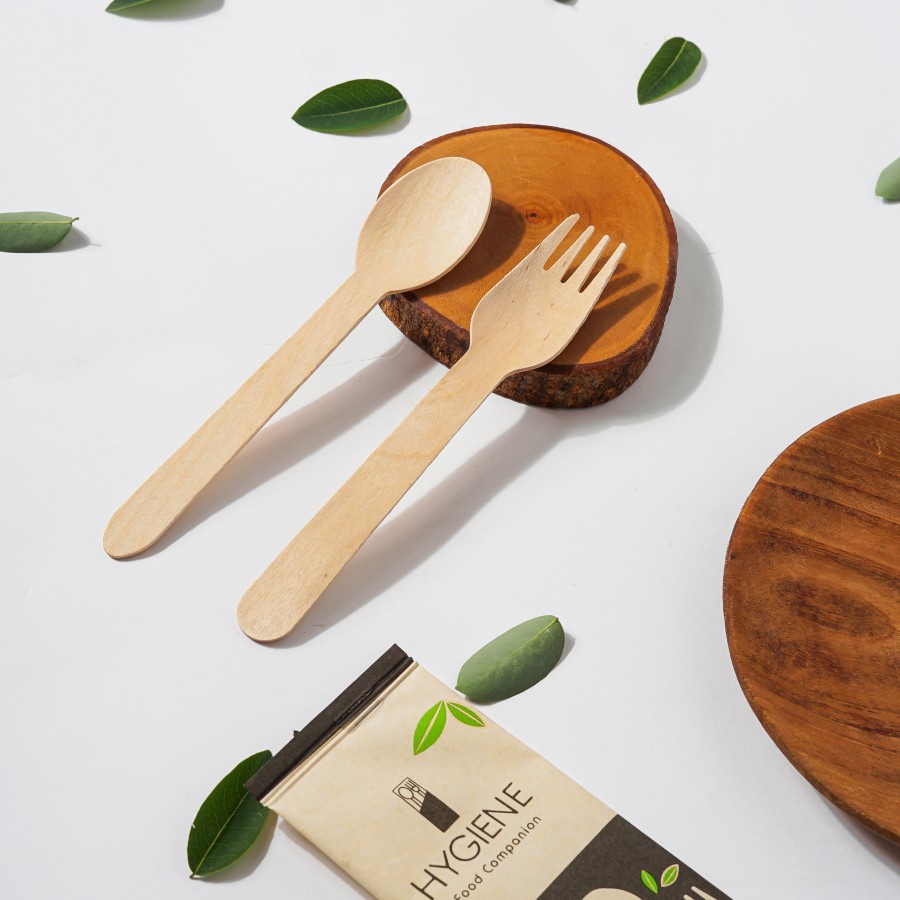 Jual Set Sendok Garpu Kayu Bungkus Kertas Sekali Pakai 16cm Premium ...