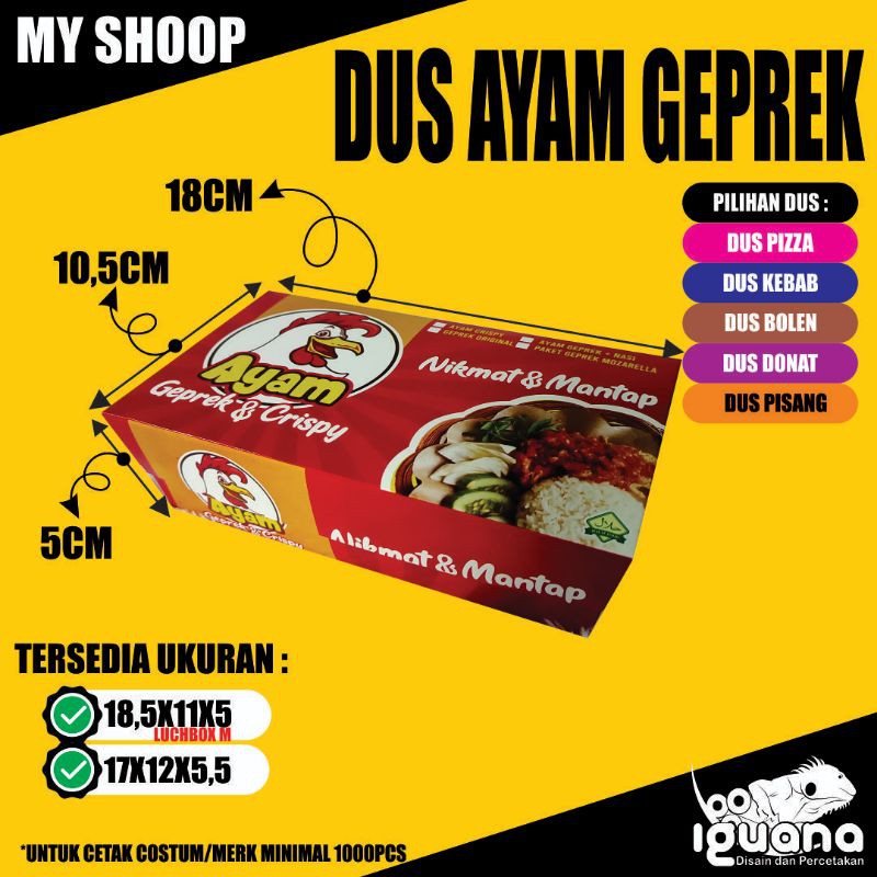 Jual Dus ayam geprek/ dus ayam/ dus ayam crispy/ dus makanan | Shopee ...