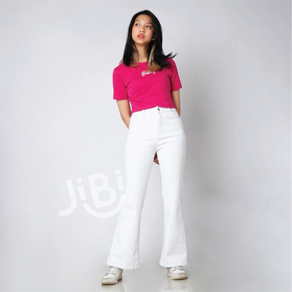 Jual JIBI- 90's Cutbray Jeans - Celana Jeans Cutbray - White - Warna ...
