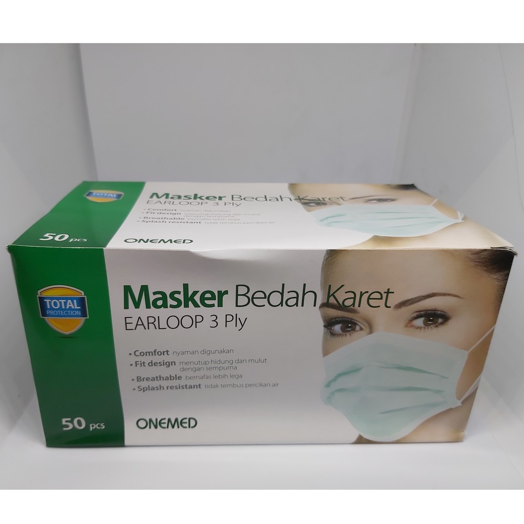 Jual Masker bedah karet earloop 3 play Onemed,1 box isi 50 pcs | Shopee ...