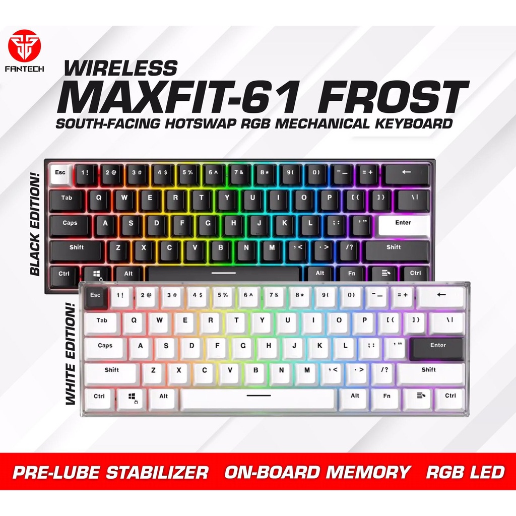 Jual FANTECH MAXFIT61 FROST WIRELESS HOTSWAP RGB MECHANICAL GAMING ...