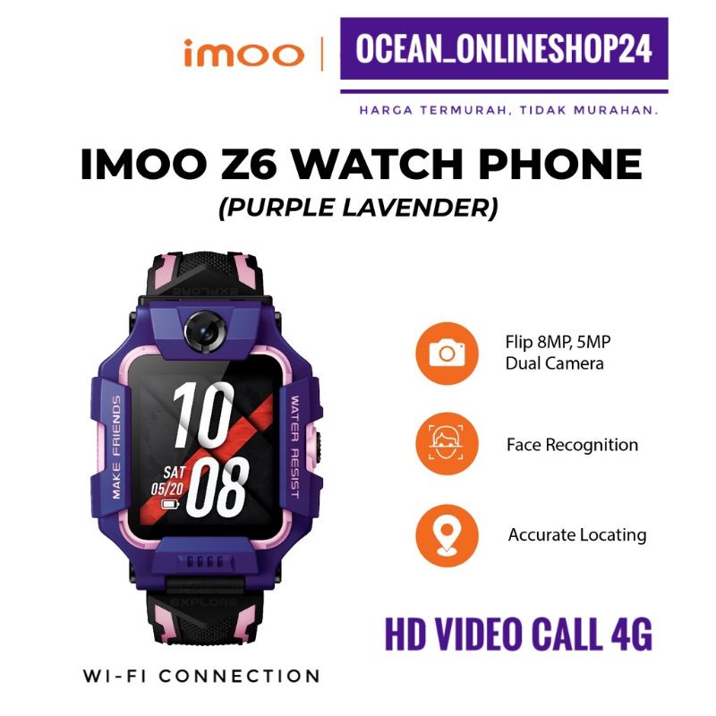 Jual imoo Watch Phone Z6 - HD Video Call - Purple Lavender - Emerald ...